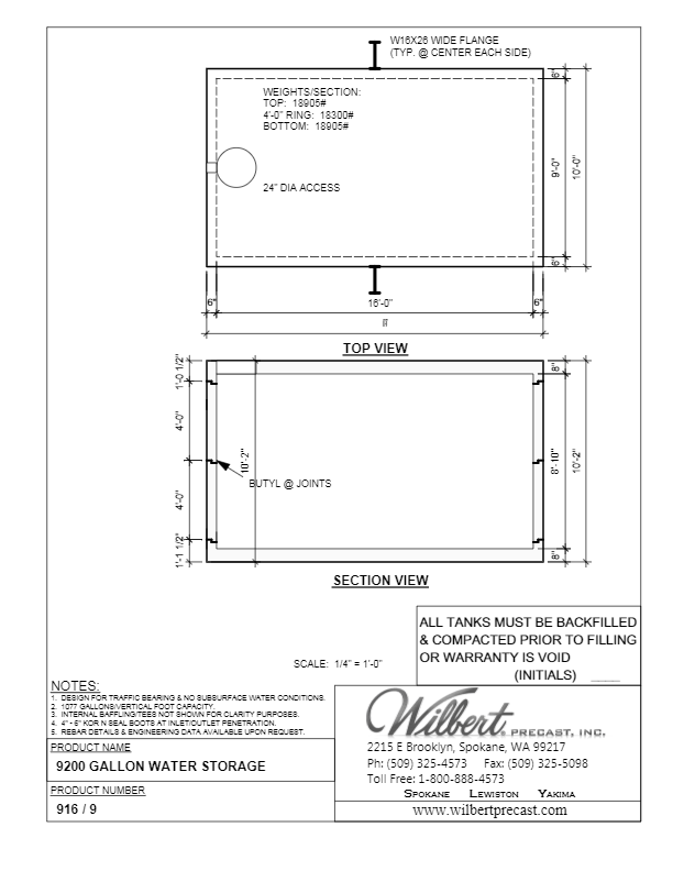916 Tanks - Wilbert Precast Inc.